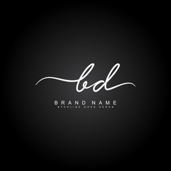 Handwritten signature logo for initial letter bd Vector Image