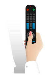 Linear icon hand holds the tv control panel Vector Image