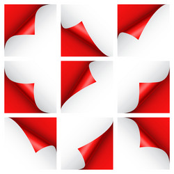 Red paper curl curled page corner with shadow Vector Image