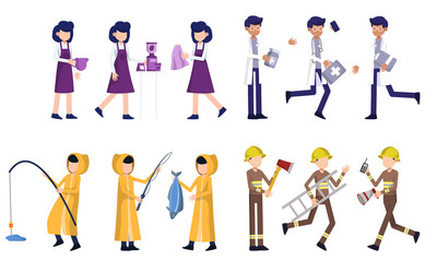 Bundle of many career character 2 sets 10 poses Vector Image
