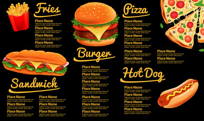 Fast food menu with price list Royalty Free Vector Image
