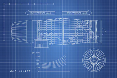 Aircraft in outline style blueprint plane Vector Image
