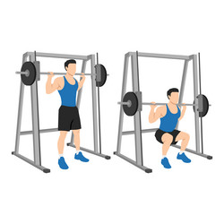 Man doing smith machine barbell squat exercise Vector Image