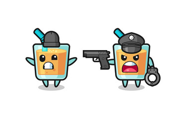 Saw blade robber with hands up pose caught Vector Image