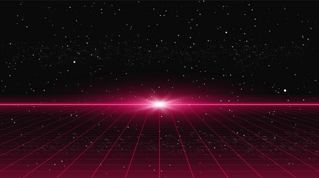 Red laser grid cyber newretrowave game background Vector Image
