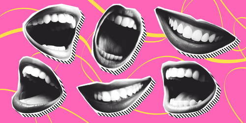 Woman lips as retro halftone collage elements Vector Image