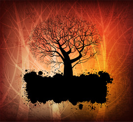 Oak tree with a banner Royalty Free Vector Image