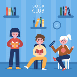 Hand drawn flat book club Royalty Free Vector Image