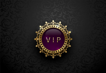 Vip royal purple label with golden frame and crown