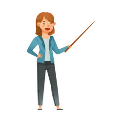 Woman teacher character standing with pointer Vector Image