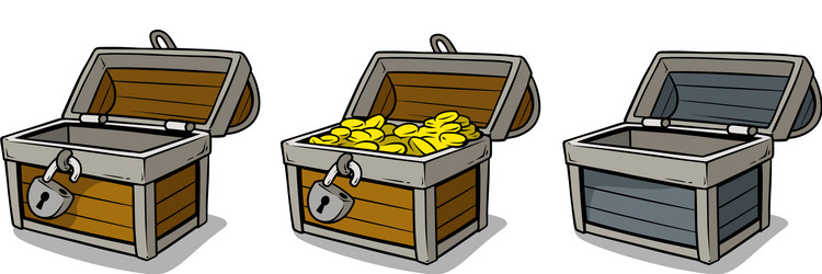 Cartoon open treasure chest with gold coins Vector Image