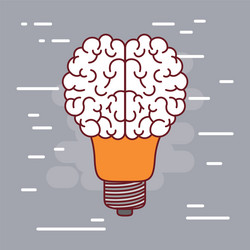 Brain cartoon with glasses and light bulb on top Vector Image