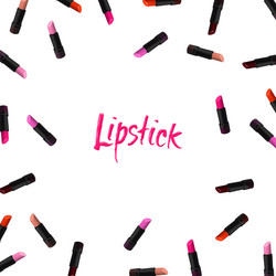 Lipstick border on white background beauty Vector Image