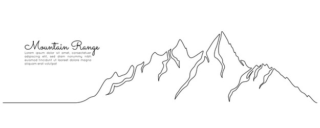 One continuous line drawing of mountain range Vector Image