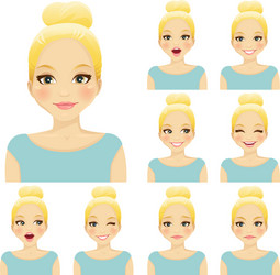 Woman expressions set Royalty Free Vector Image