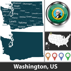 Map washington us Royalty Free Vector Image - VectorStock