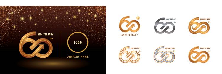 Set of 60th anniversary logotype design sixty Vector Image