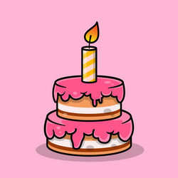 Three-tiered birthday cake icon cartoon Royalty Free Vector