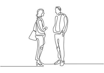 Continuous line drawing of two business people Vector Image