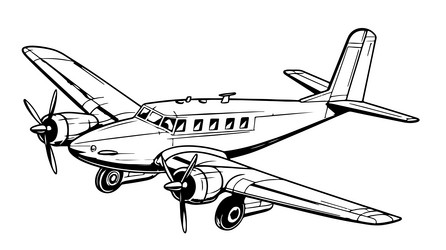 Hand drawn retro airplane realistic vintage plane Vector Image