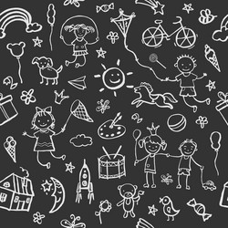 Hand drawn kid pattern Royalty Free Vector Image