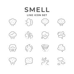 Smell icons wind flow breathe aroma and puff Vector Image