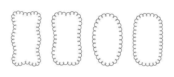 Circle and square scalloped frames set Royalty Free Vector