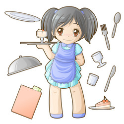 Chibi professions sets cleaner Royalty Free Vector Image
