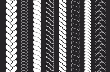 Ropes pattern brushes braids and plaits set Vector Image