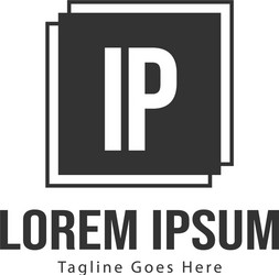 Initial ip logo template with modern frame Vector Image