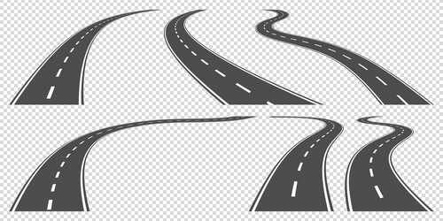 Bending asphalt roads and highways roadway Vector Image