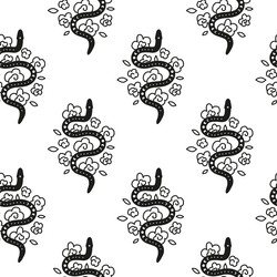 Seamless pattern with snakes and moon phases Vector Image