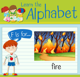 Flashcard letter f is for fire Royalty Free Vector Image