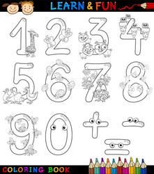 Cartoon numbers collection coloring book Vector Image