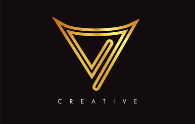 Golden gold v letter design logo icon Royalty Free Vector