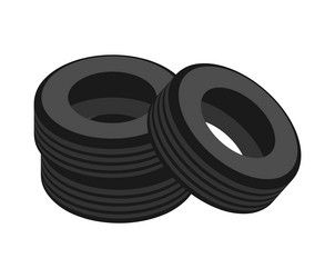 Isometric car tires icon complete set Royalty Free Vector