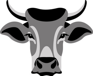 Cow face front view lining draw Royalty Free Vector Image