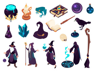 High detailed black magic supplies set Royalty Free Vector