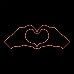 Neon two hands have shape heart hands making Vector Image