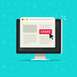 Sharing website page via share button on browser Vector Image