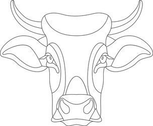 Cow face front view lining draw Royalty Free Vector Image