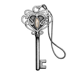 Single one line drawing vintage turnkey key Vector Image