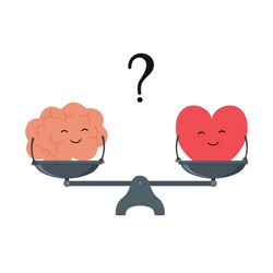 Unsure woman choose between brain and heart Vector Image