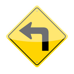 Warning road sign merging from the left Royalty Free Vector