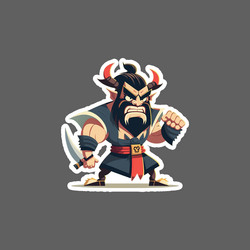 Japanese samurai shogun sticker Royalty Free Vector Image