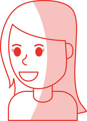 Red shading silhouette cartoon side view half body