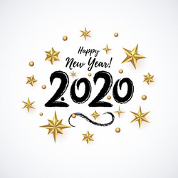 2020 hand written lettering with realistic golden Vector Image