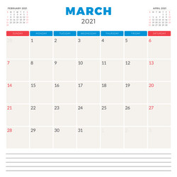Business planner calendar template weekly Vector Image