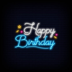 Happy birthday neon signs style text Royalty Free Vector