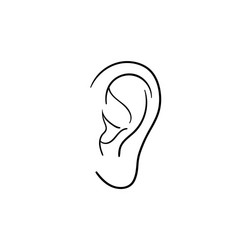 Human ear with sound waves hand drawn outline Vector Image